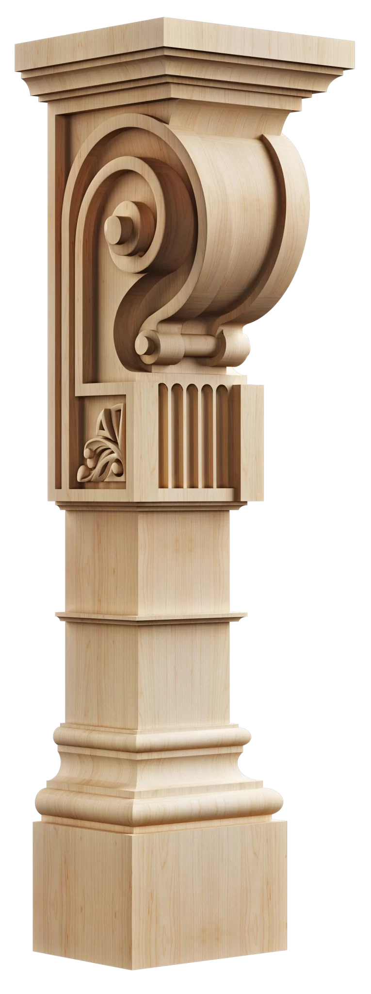 Classical Scroll Solid Wood Kitchen Island Post | Fluted DetailArt for ...